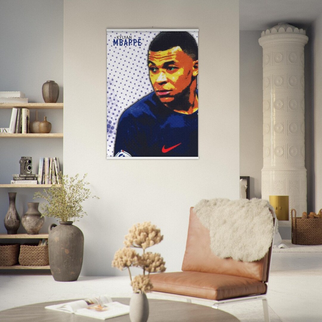 Kylian Mbappé Cartoon-style Screen-print Effect Poster With Hanger ...