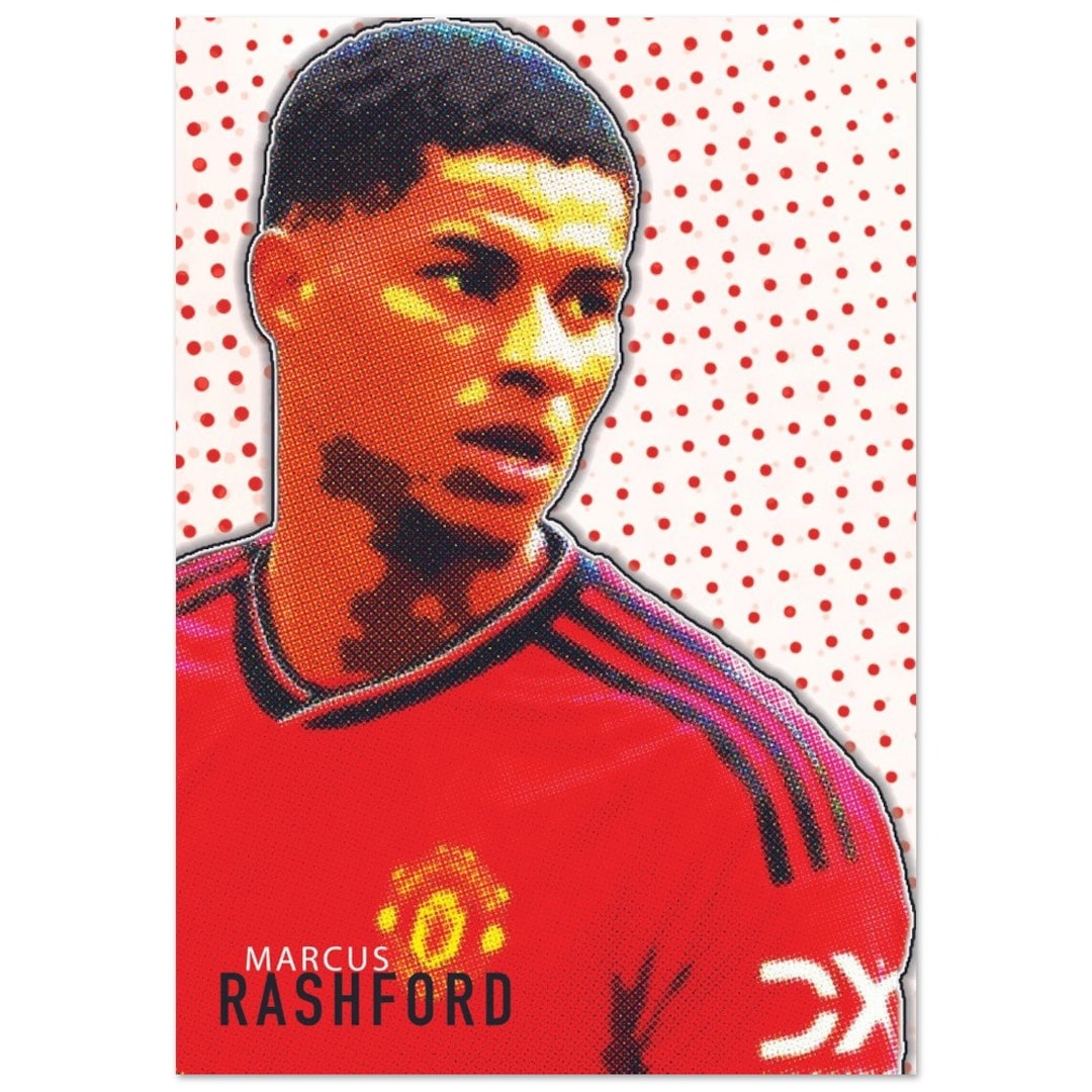 Marcus Rashford Cartoon-style Screen-print Effect Aluminium Print ...