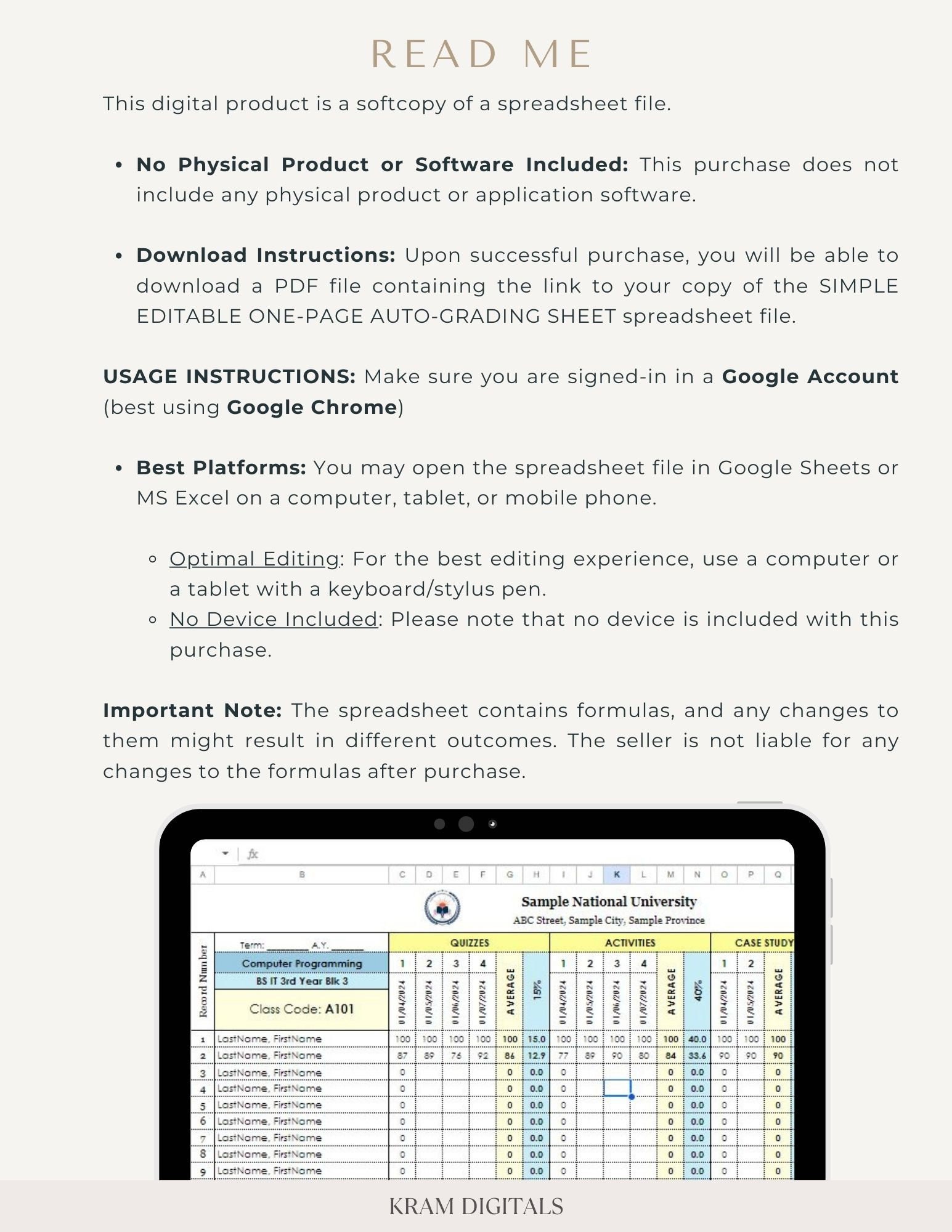 Simple Editable Printable One-page Auto Grade Sheet Class Record - Etsy