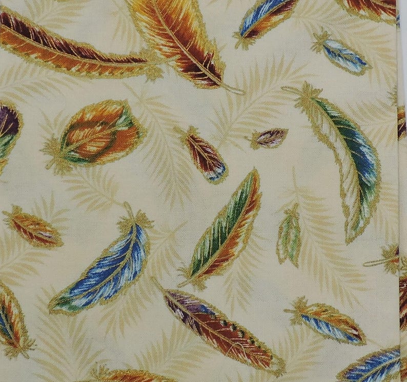 Assorted Fabric Pieces, Fish, Bamboo, Feather Prints, Quilting Supplies ...