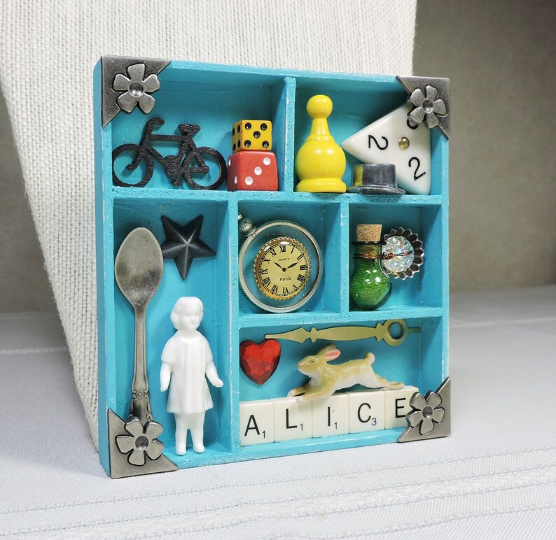 Mixed Media Mini Collage Shadow Box Alice in Wonderland - Etsy