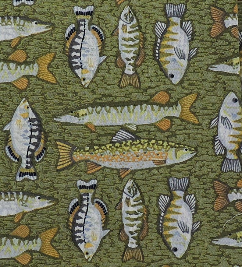 Assorted Fabric Pieces, Fish, Bamboo, Feather Prints, Quilting Supplies ...