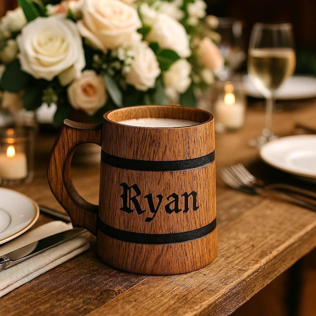 Groomsmen Beer Mug With Engraved Name, Customizable Father Day Gift for ...