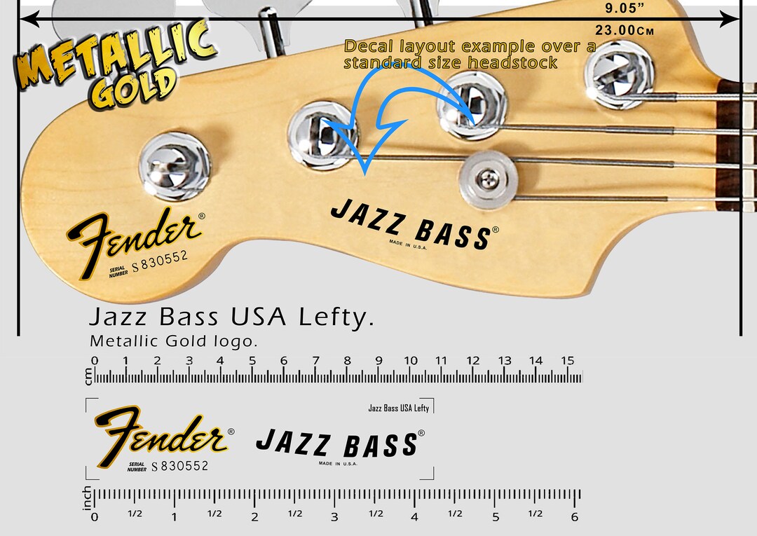Jazz Bass USA Lefty GOLD LOGO - Waterslide Decal - Etsy