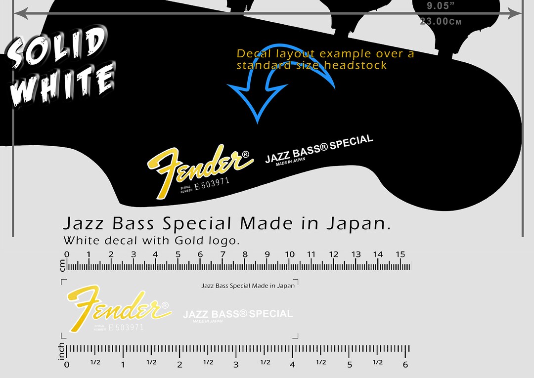 Jazz Bass Special Made in Japan GOLD & WHITE Logo - Waterslide Decal - Etsy