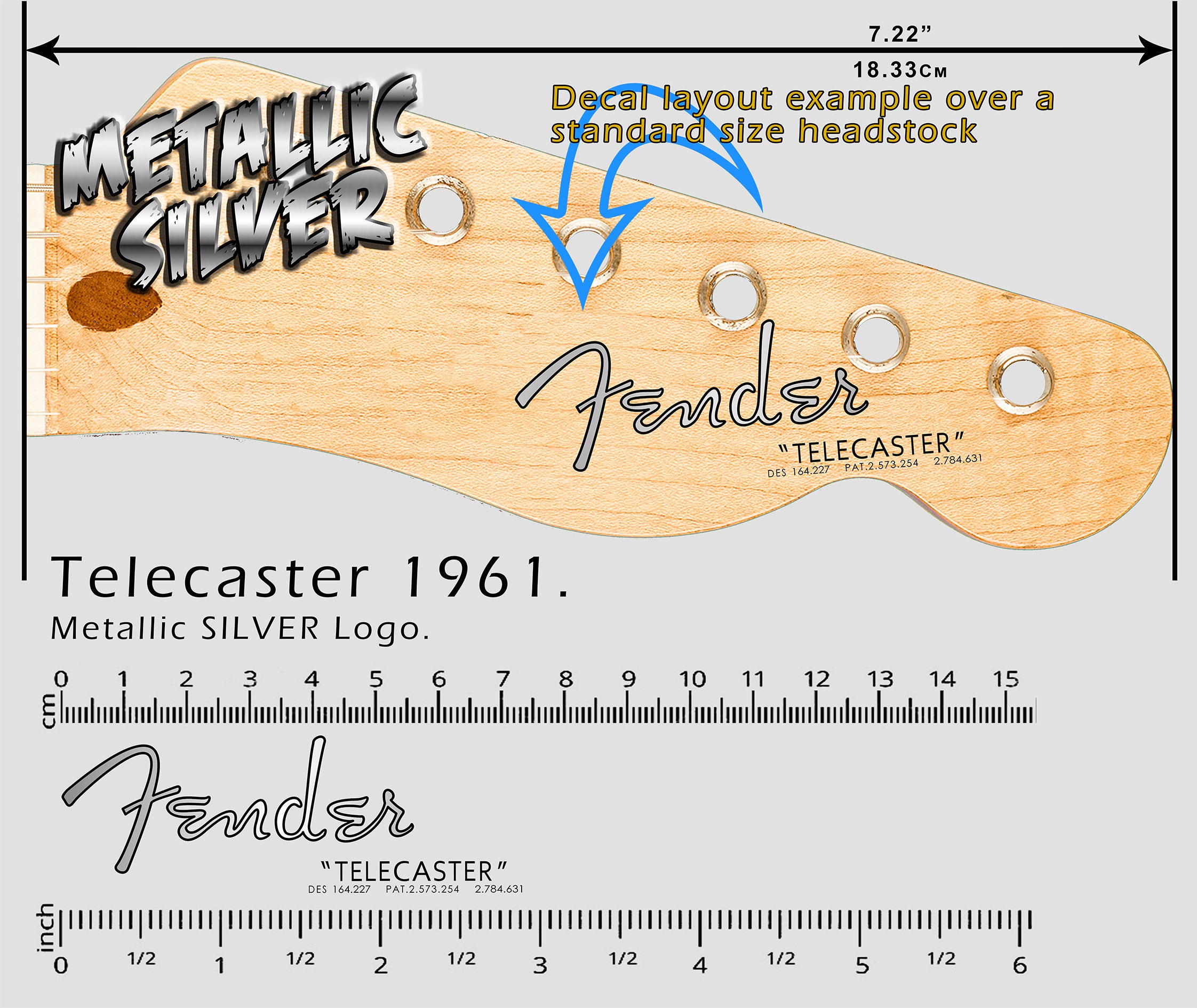 Telecaster 1961 SILVER LOGO - Waterslide Decal - Etsy