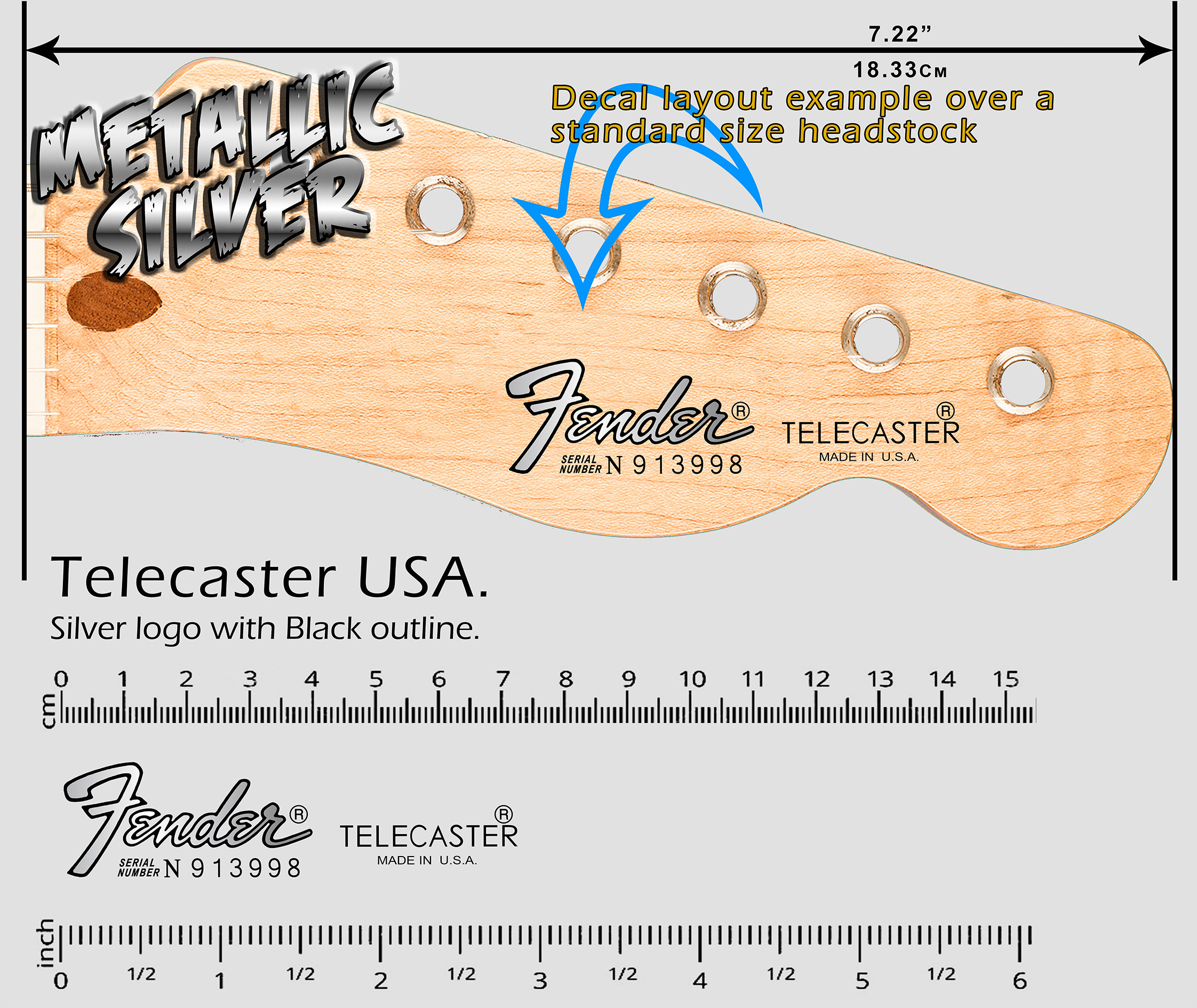 Telecaster USA 1980s SILVER LOGO - Waterslide Decal - Etsy