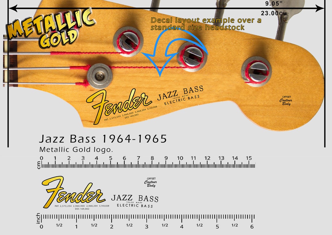 Jazz Bass 1964-1965 GOLD LOGO - Waterslide Decal - Etsy