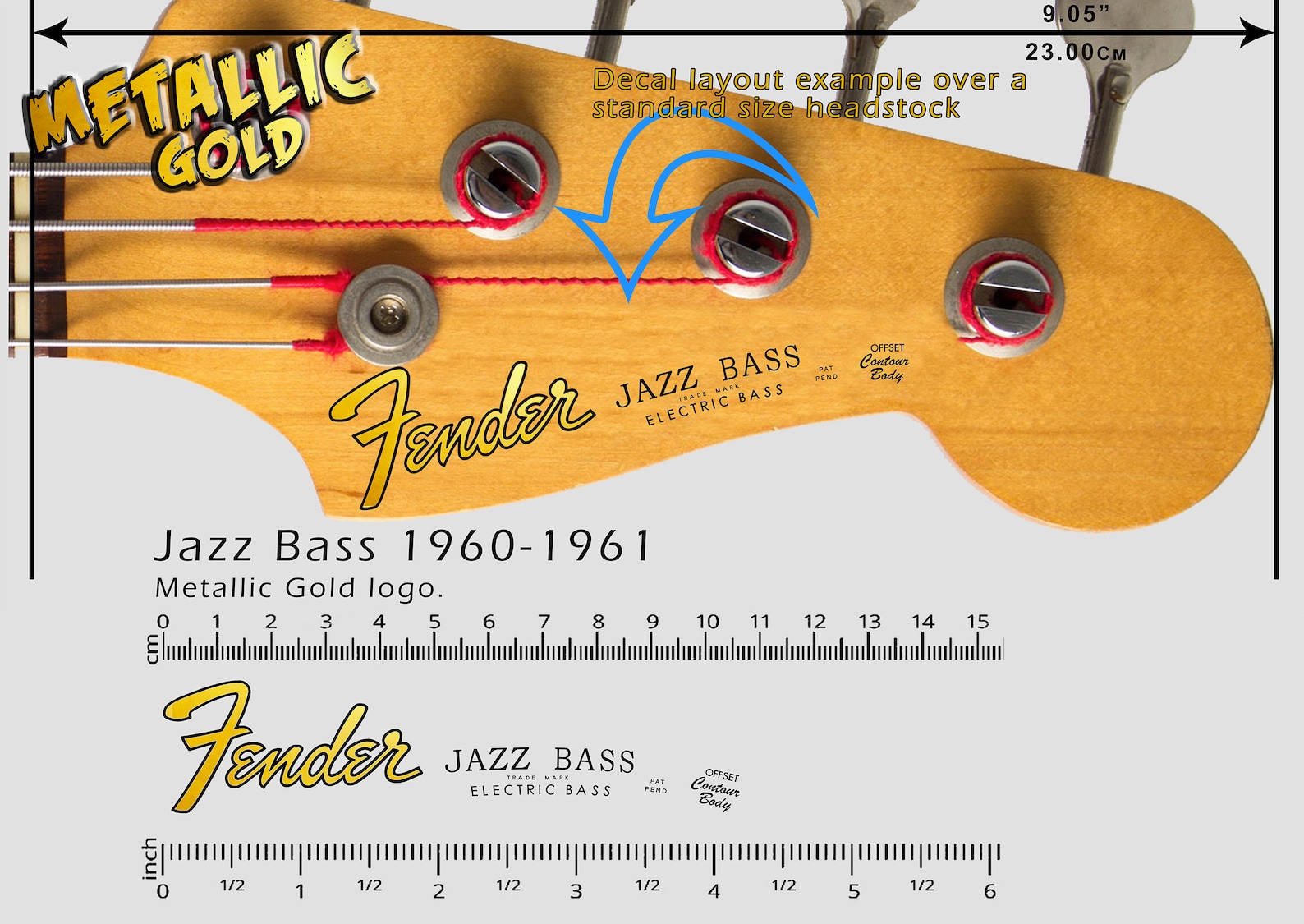 Jazz Bass 1960-1961 GOLD LOGO - Waterslide Decal - Etsy