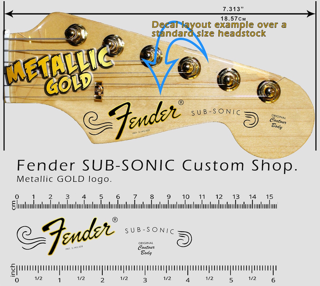 Fender SUB-SONIC Custom Shop GOLD Logo - Waterslide Decal - Etsy