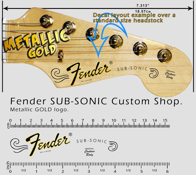 Fender SUB-SONIC Custom Shop GOLD Logo - Waterslide Decal - Etsy
