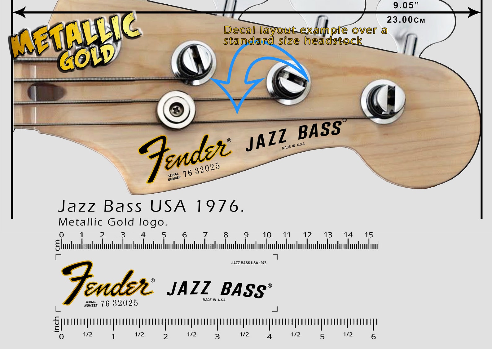 Jazz Bass USA 1976 GOLD LOGO - Waterslide Decal - Etsy
