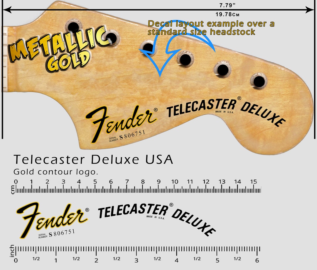 Telecaster Deluxe USA GOLD LOGO - Waterslide Decal - Etsy