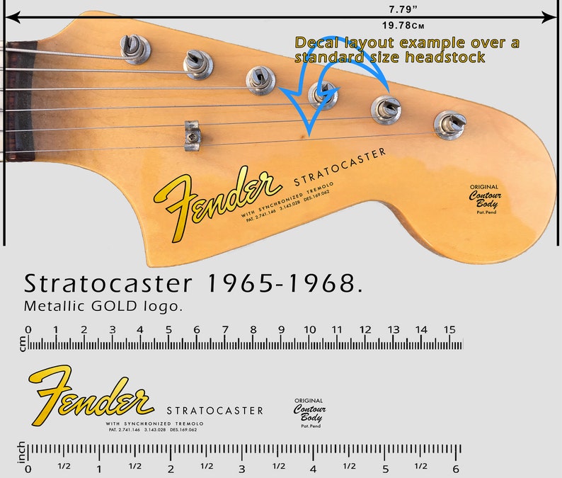 Stratocaster 1965-1968 GOLD LOGO - Waterslide Decal - Etsy