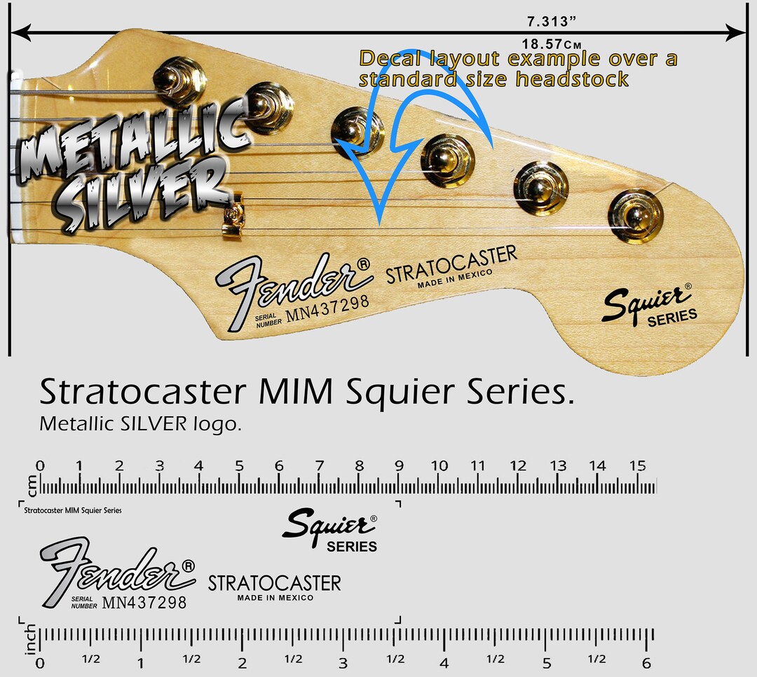 Stratocaster MIM Squier Series SILVER LOGO - Waterslide Decal - Etsy