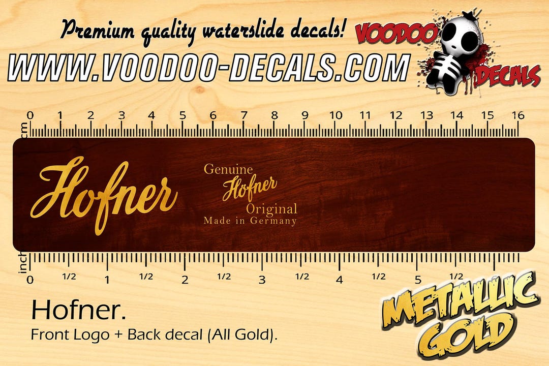 Hofner Logo + Back Decal (ALL GOLD) - Waterslide Decal - Etsy