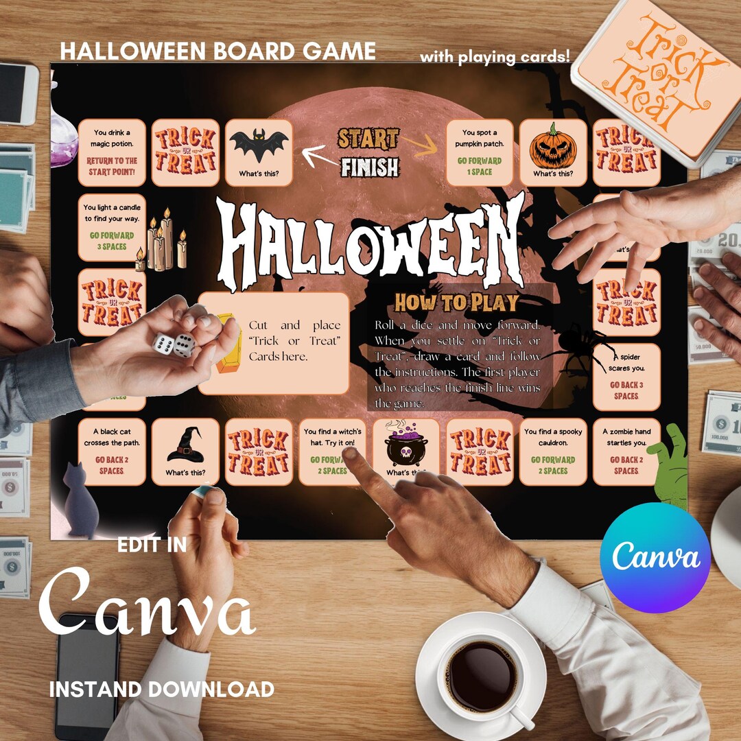 Halloween Board Game Trick or Treat, Spooky Season Decor, Editable ...
