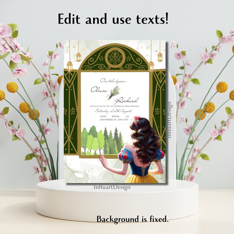 Princess Wedding Invitation, Snow White Theme, Digital and Editable ...