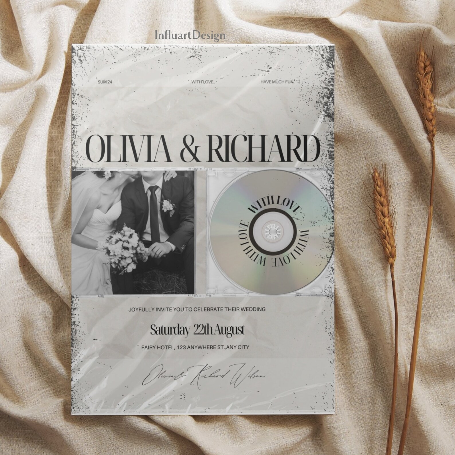 Retro Vinyl Wedding Invitation, Custom Photo Music Invite, Printable ...