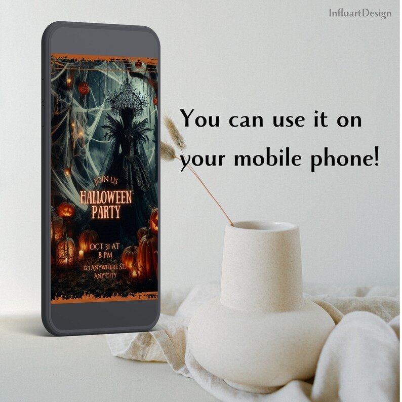 Custom Witch Pumpkin Halloween Party Invitation, Spooky Season Canva ...