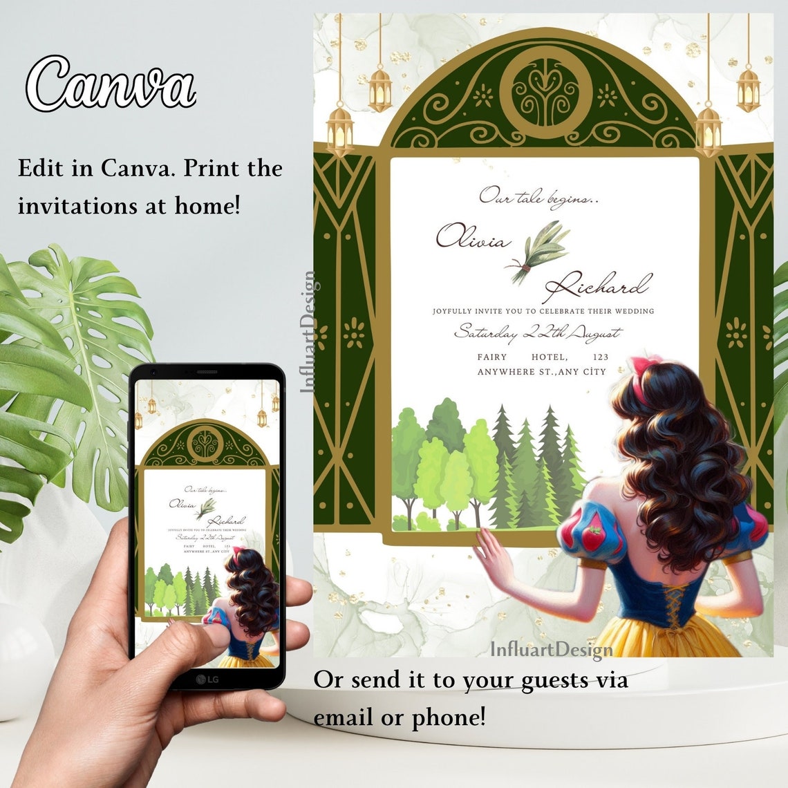 Princess Wedding Invitation, Snow White Theme, Printable and Digital ...