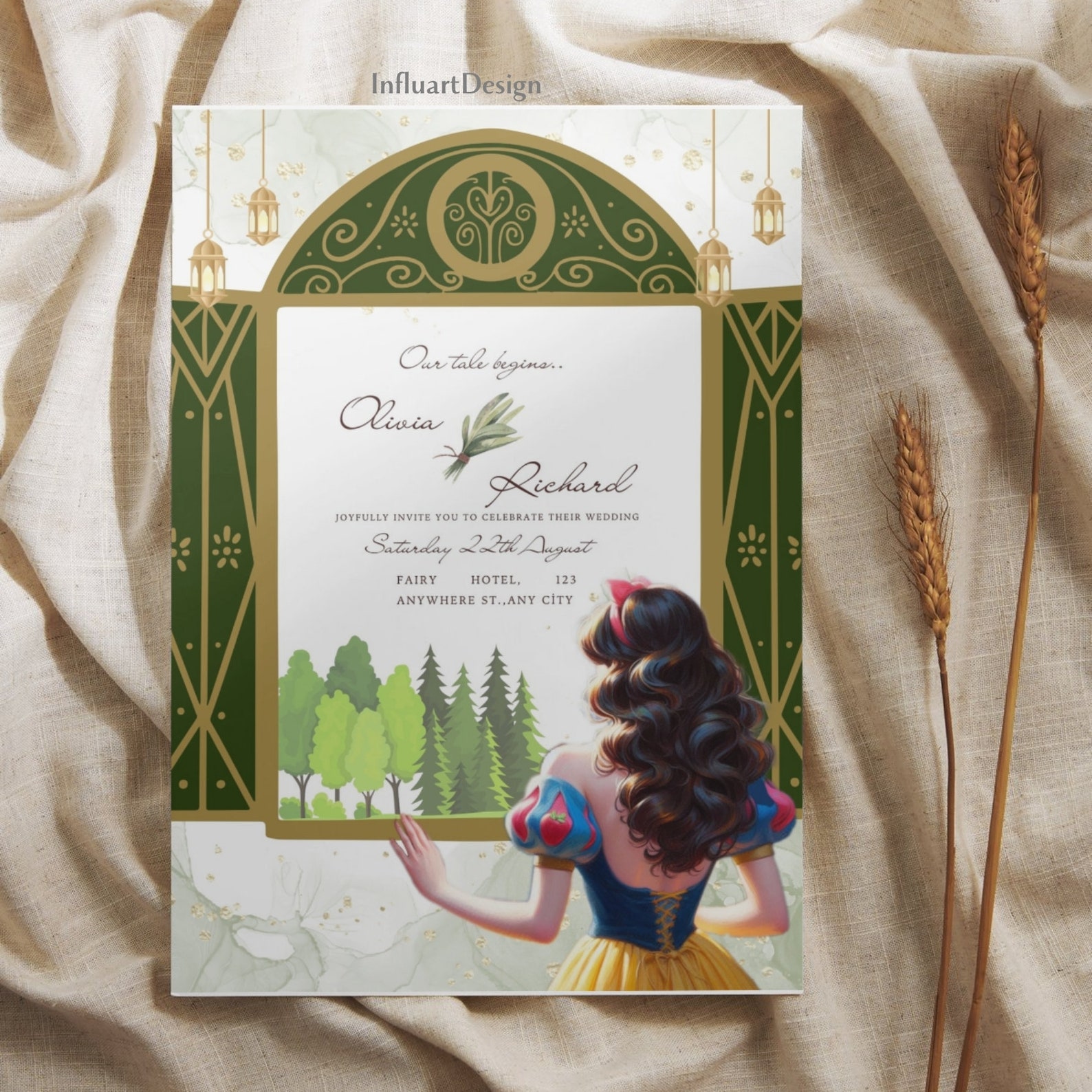 Princess Wedding Invitation, Snow White Theme, Digital and Editable ...