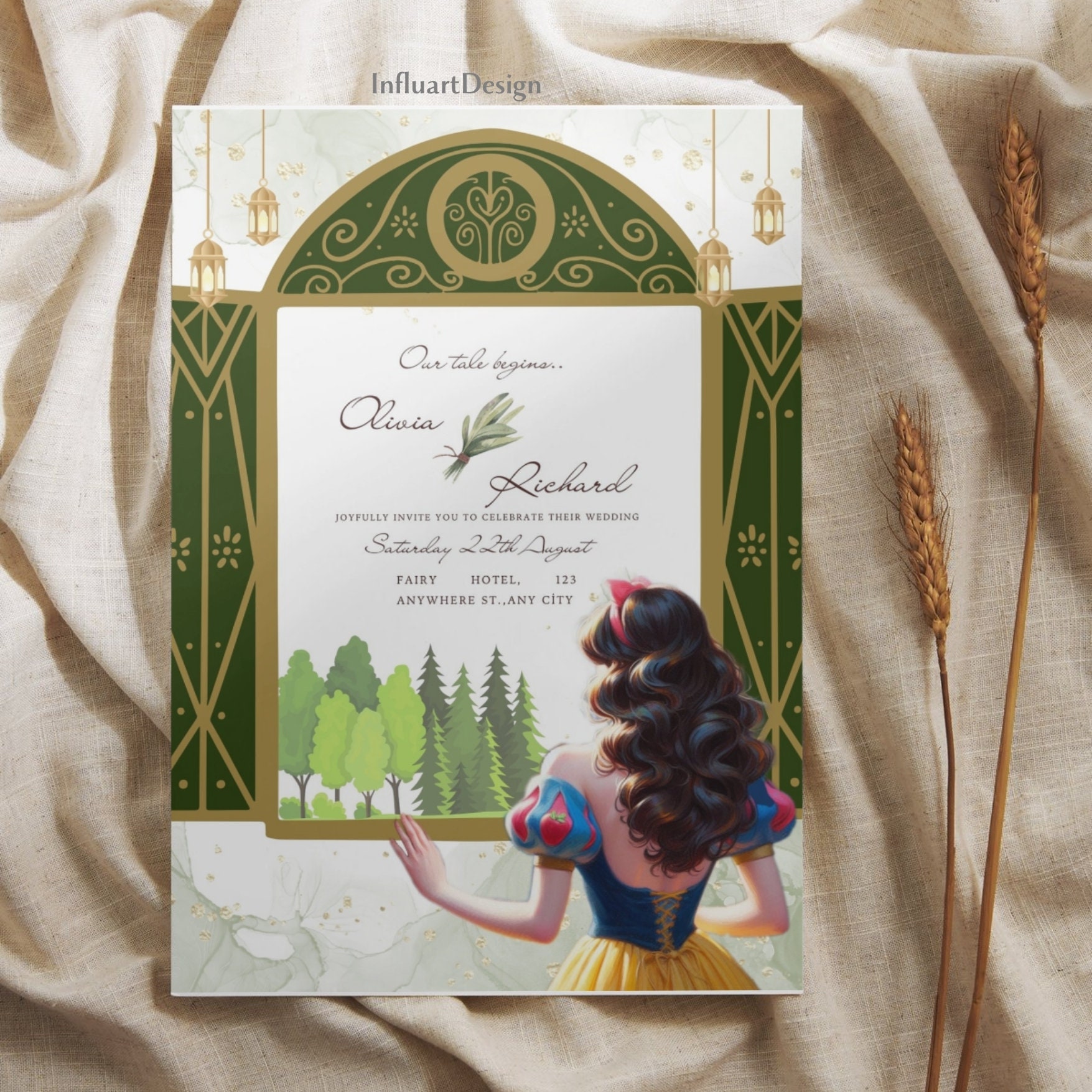 Princess Wedding Invitation, Snow White Theme, Printable and Digital ...