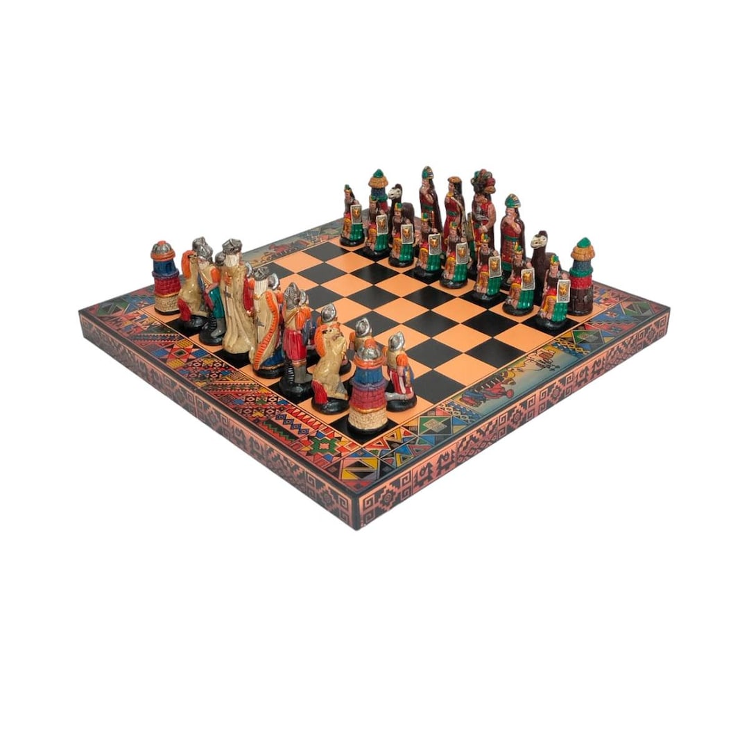 Mapuche Vs. Spanish Chess Set, Wood Carving, Handmade Chess, Chess ...