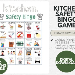 Kitchen Safety Bingo, 50 Printable Bingo Cards, Educational Game ...