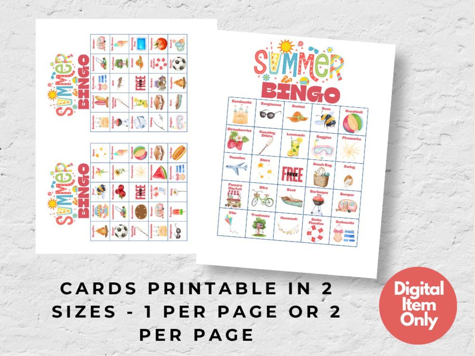 Summer Fun Bingo, 50 Printable Bingo Cards, Educational Games ...