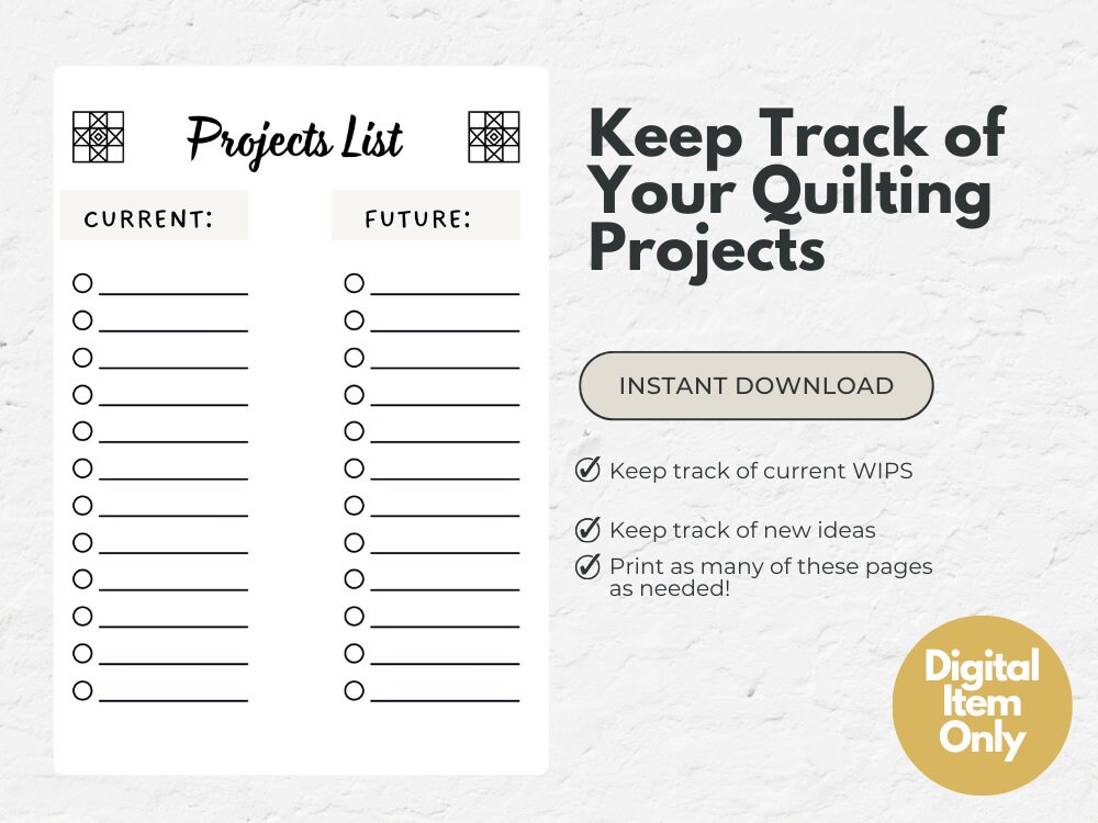 Quilting Planner Printable, Quilting Printable, Quilt Planner, Quilt ...
