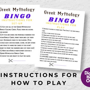 Greek Mythology Bingo, 50 Printable Bingo Cards, Educational Games ...