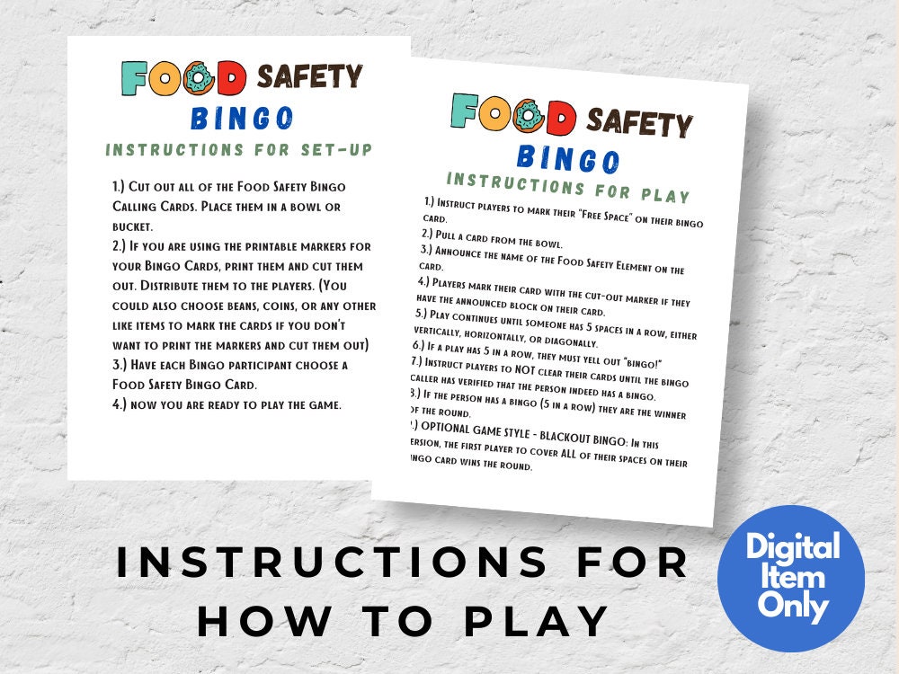 Food Safety Bingo, 30 Printable Bingo Cards, Educational Games ...