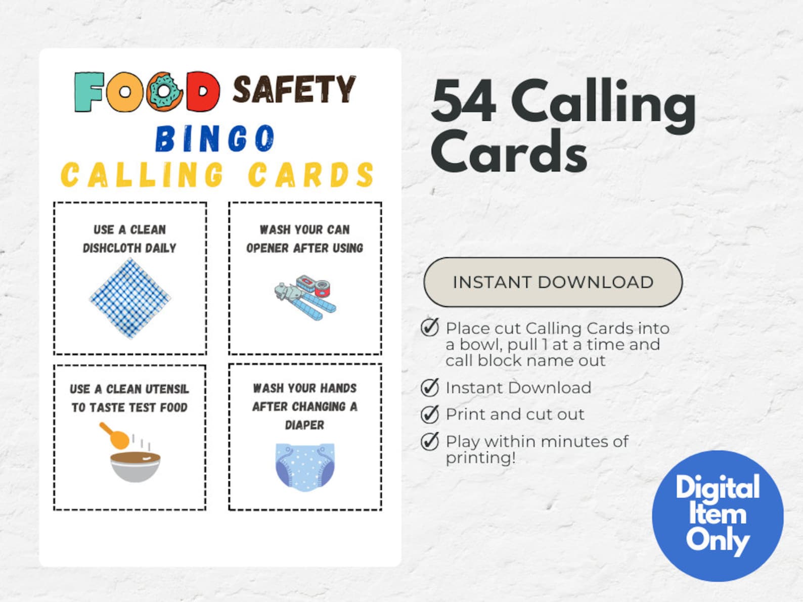 Food Safety Bingo, 30 Printable Bingo Cards, Educational Games ...