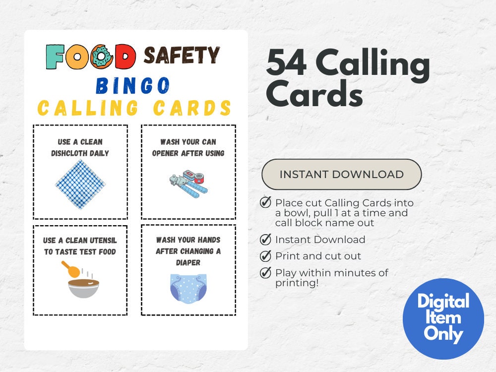 Food Safety Bingo, 30 Printable Bingo Cards, Educational Games ...