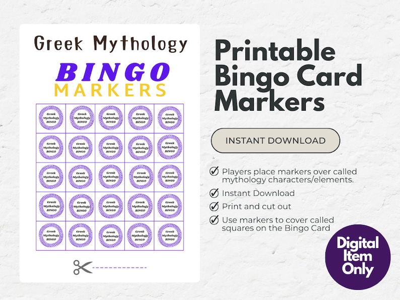 Greek Mythology Bingo, 50 Printable Bingo Cards, Educational Games ...
