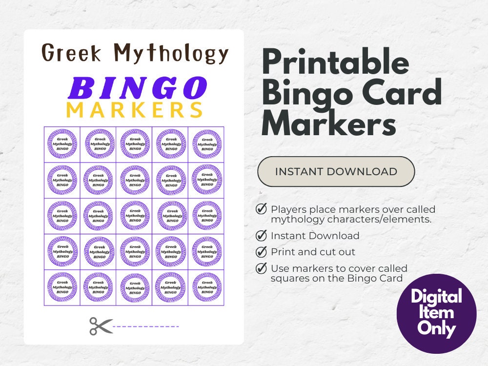 Greek Mythology Bingo, 50 Printable Bingo Cards, Educational Games ...