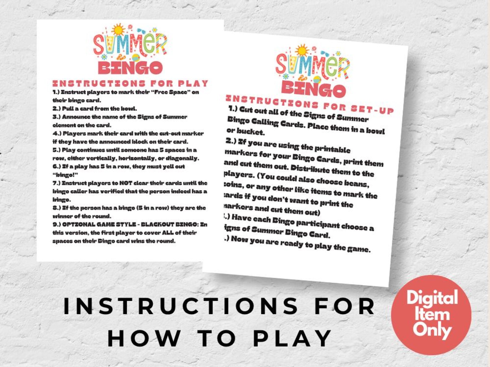 Summer Fun Bingo, 50 Printable Bingo Cards, Educational Games ...