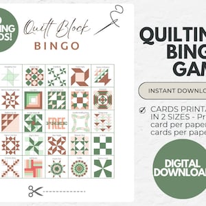 Quilt Bingo, Quilt Block Bingo, 30 Printable Quilt Bingo Cards ...