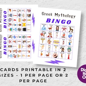Greek Mythology Bingo, 50 Printable Bingo Cards, Educational Games ...