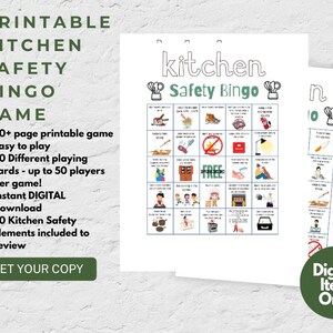 Kitchen Safety Bingo, 50 Printable Bingo Cards, Educational Game ...