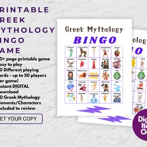 Greek Mythology Bingo, 50 Printable Bingo Cards, Educational Games ...