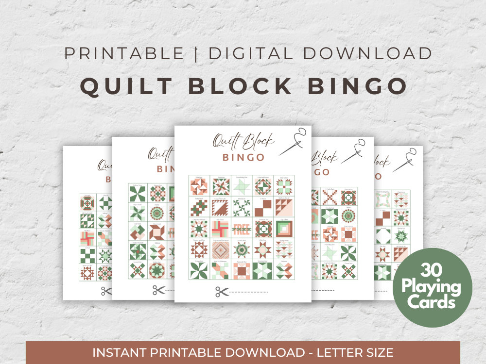 Quilt Bingo, Quilt Block Bingo, 30 Printable Quilt Bingo Cards ...