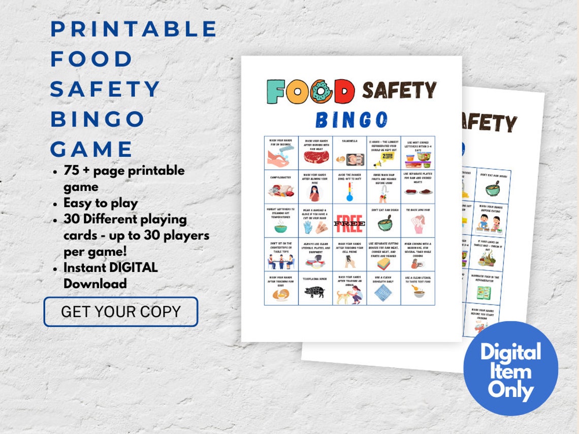 Food Safety Bingo, 30 Printable Bingo Cards, Educational Games ...