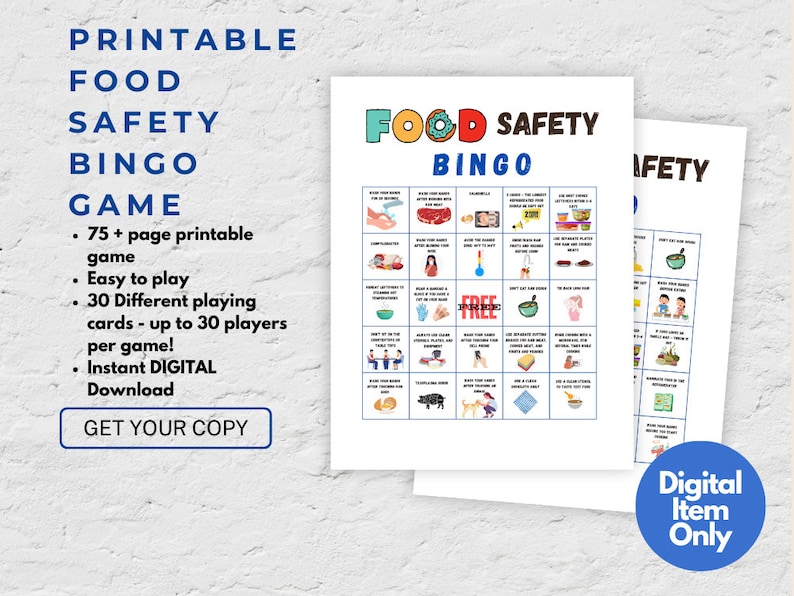 Food Safety Bingo, 30 Printable Bingo Cards, Educational Games ...