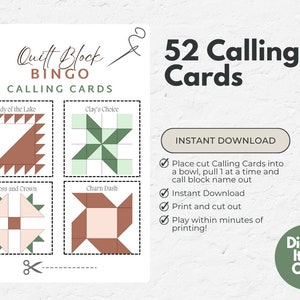 Quilt Bingo, Quilt Block Bingo, 30 Printable Quilt Bingo Cards ...