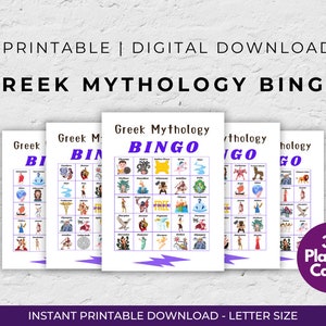 Greek Mythology Bingo, 50 Printable Bingo Cards, Educational Games ...