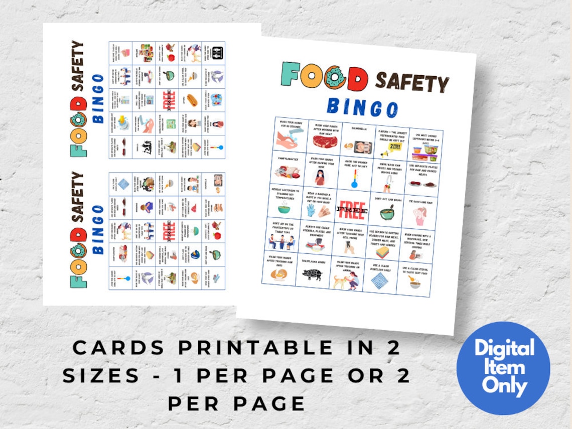 Food Safety Bingo, 30 Printable Bingo Cards, Educational Games ...