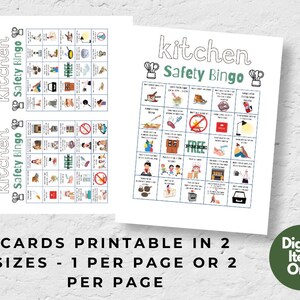 Kitchen Safety Bingo, 50 Printable Bingo Cards, Educational Game ...