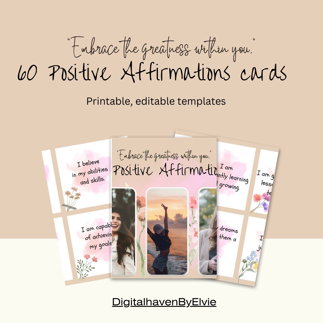 Printable Positive Affirmations, Editable Templates Affirmations ...